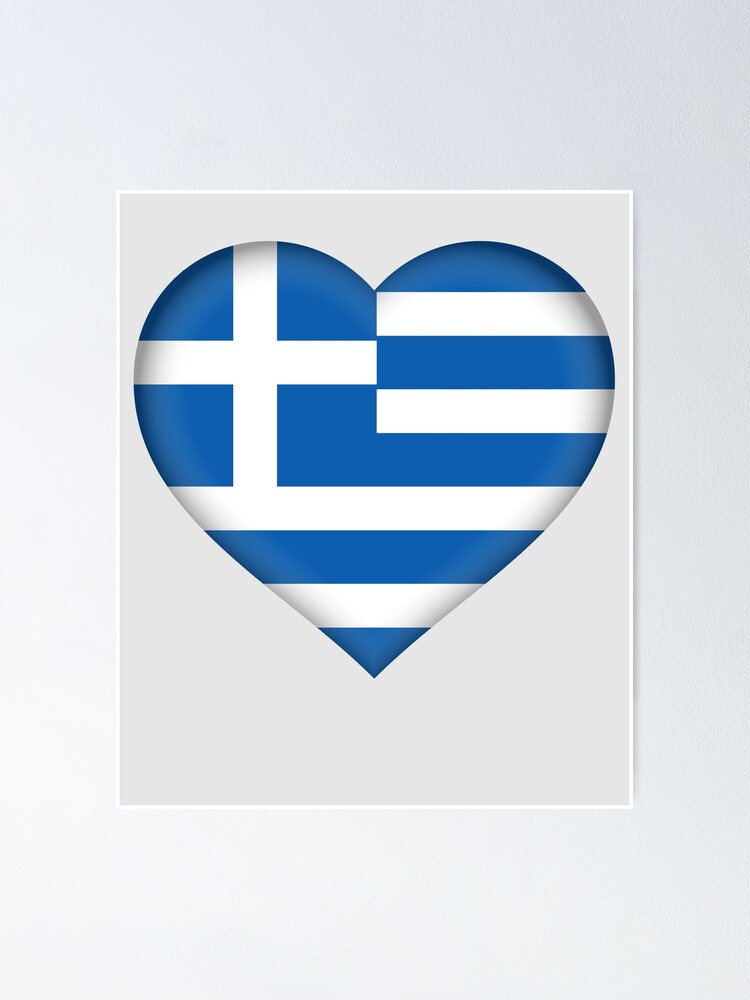Póster «Amo el diseño de Grecia | Traje de corazón de bandera griega ...