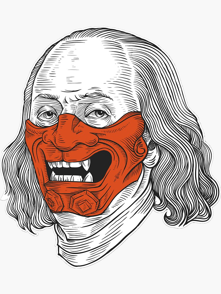"Benjamin Franklin Devil Mask" Sticker by davidx098 | Redbubble