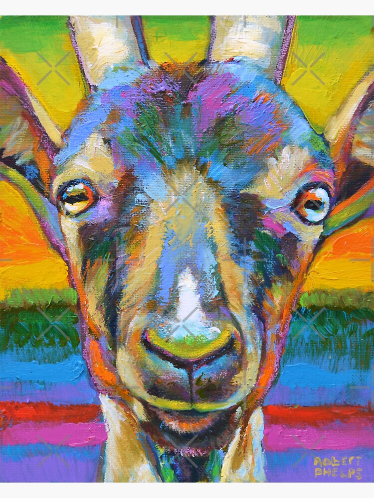 "Colorful Cute FARM GOAT by Robert Phelps" Sticker by RobertPhelpsArt ...