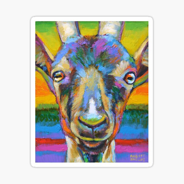 "Colorful Cute FARM GOAT by Robert Phelps" Sticker by RobertPhelpsArt ...