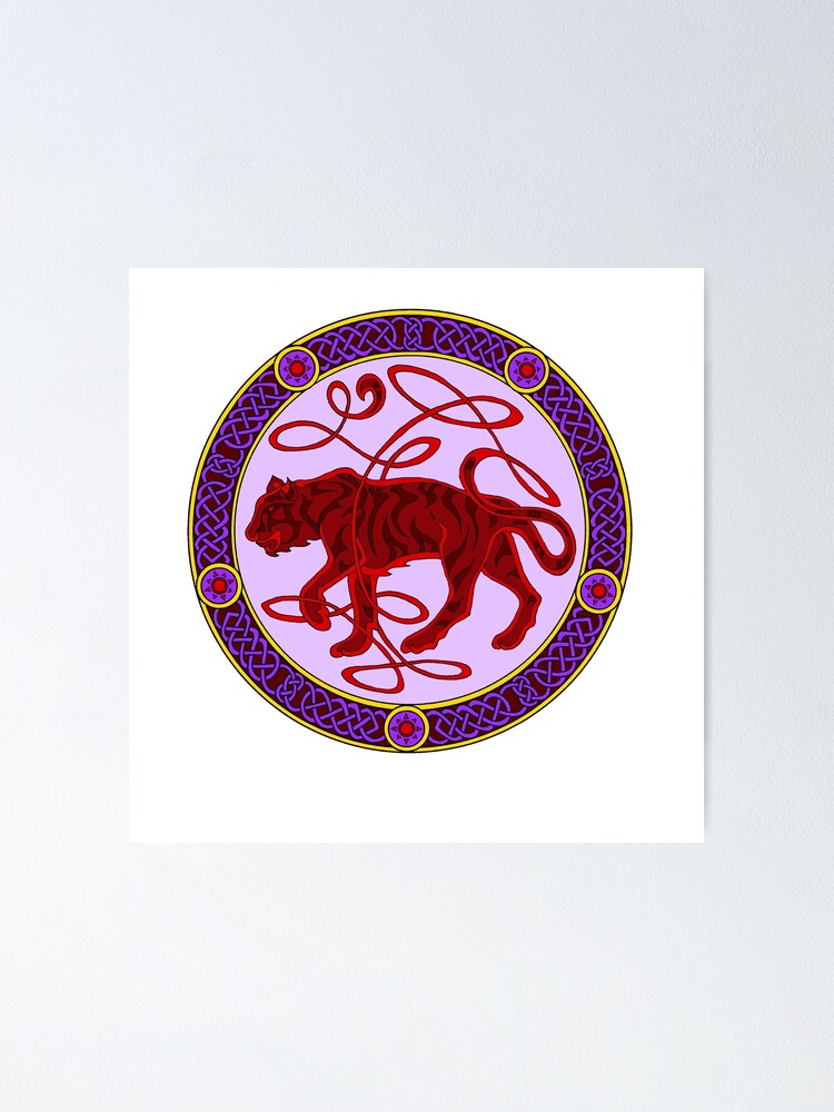 "Celtic knotwork tiger - red and purple" Poster for Sale by AnyaPenfold ...