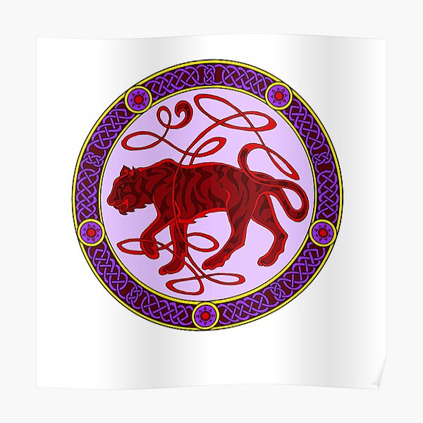 "Celtic knotwork tiger - red and purple" Poster by AnyaPenfold | Redbubble