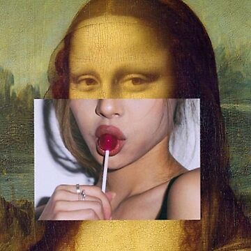 "Mona Lisa with a lollipop in her mouth" Art Print by ProfMeru | Redbubble