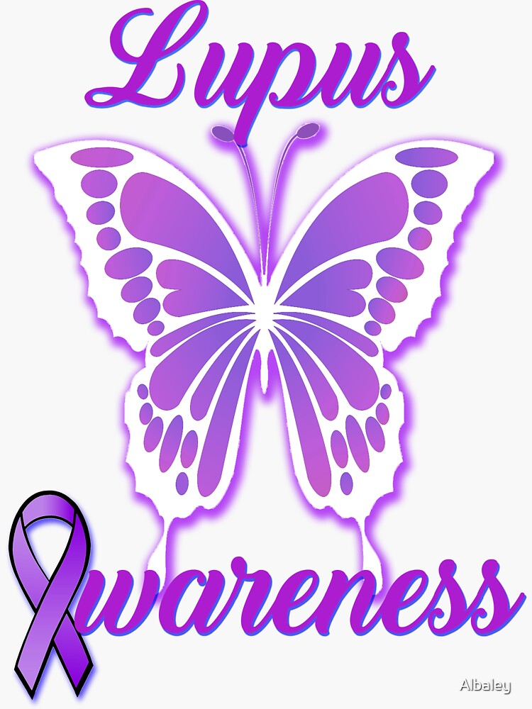 "Butterfly Lupus awareness ribbon" Sticker for Sale by Albaley | Redbubble