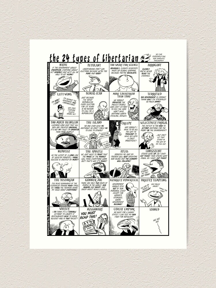 "The 24 Types of Libertarian" Art Print for Sale by barrydeutsch ...