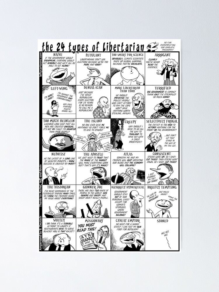 "The 24 Types of Libertarian" Poster for Sale by barrydeutsch | Redbubble