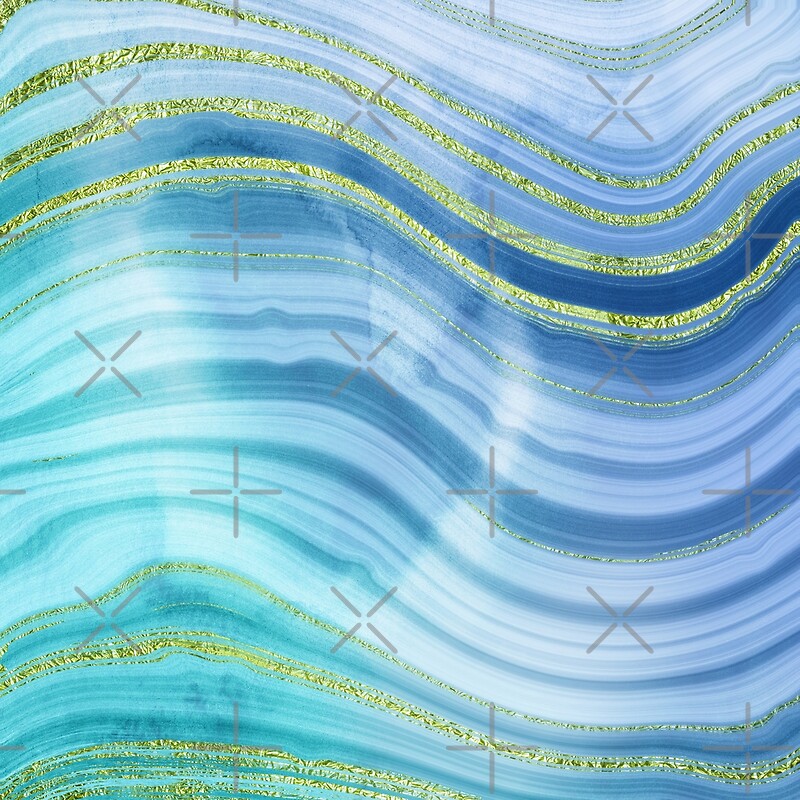 "Ocean Blue Mermaid Gold Glitter Faux Marble I" by MysticMarble | Redbubble