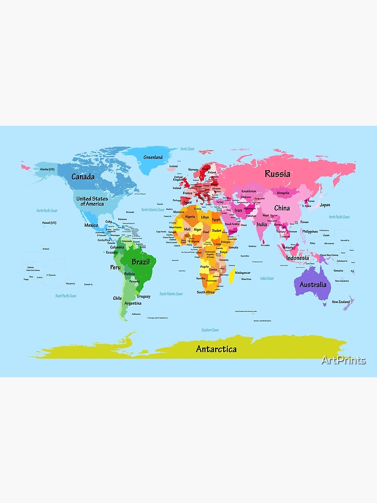 "World Map with Big Text for Kids" Poster for Sale by MICHAEL TOMPSETT ...