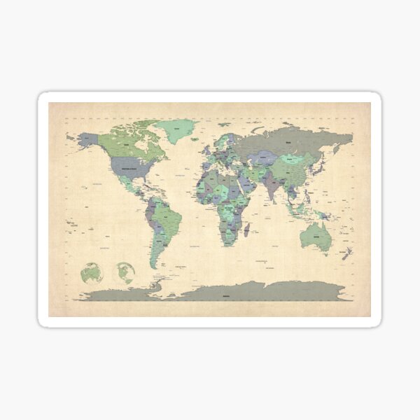 "Political Map of the World Map" Sticker for Sale by Michael Tompsett ...