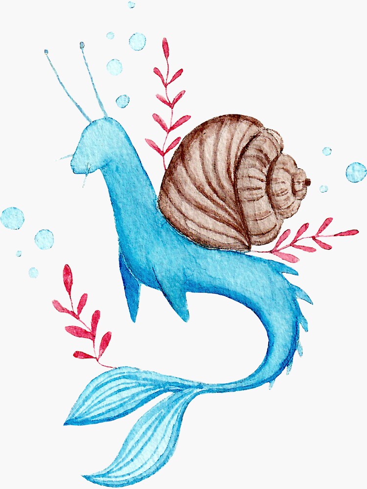 "Snail mermaid. " Sticker for Sale by Aquahriana | Redbubble