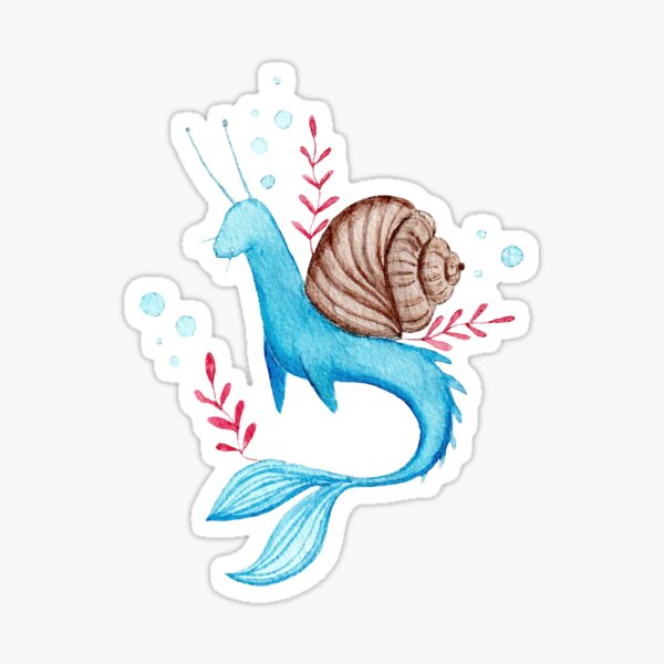"Snail mermaid. " Sticker for Sale by Aquahriana | Redbubble