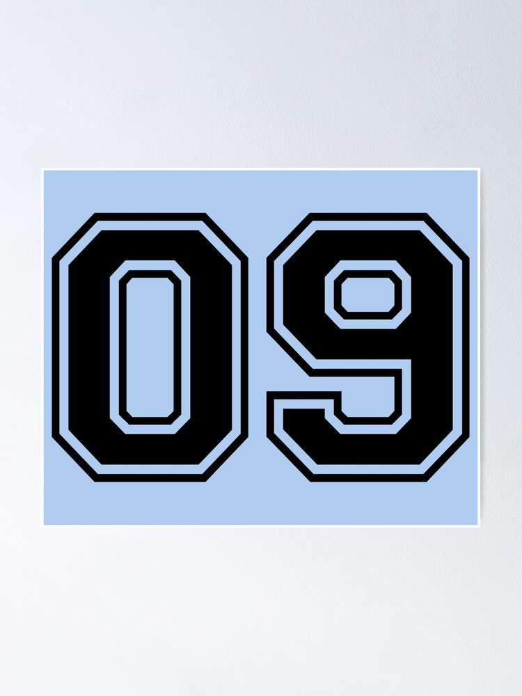 Póster «09 números uniformes en negro con un número de contorno ...