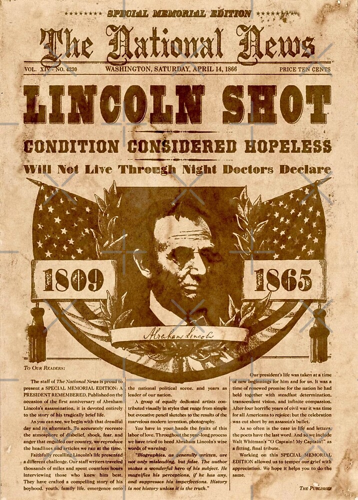 "Abraham Lincoln Historical Newspaper Cover" by FantasySkyArt | Redbubble