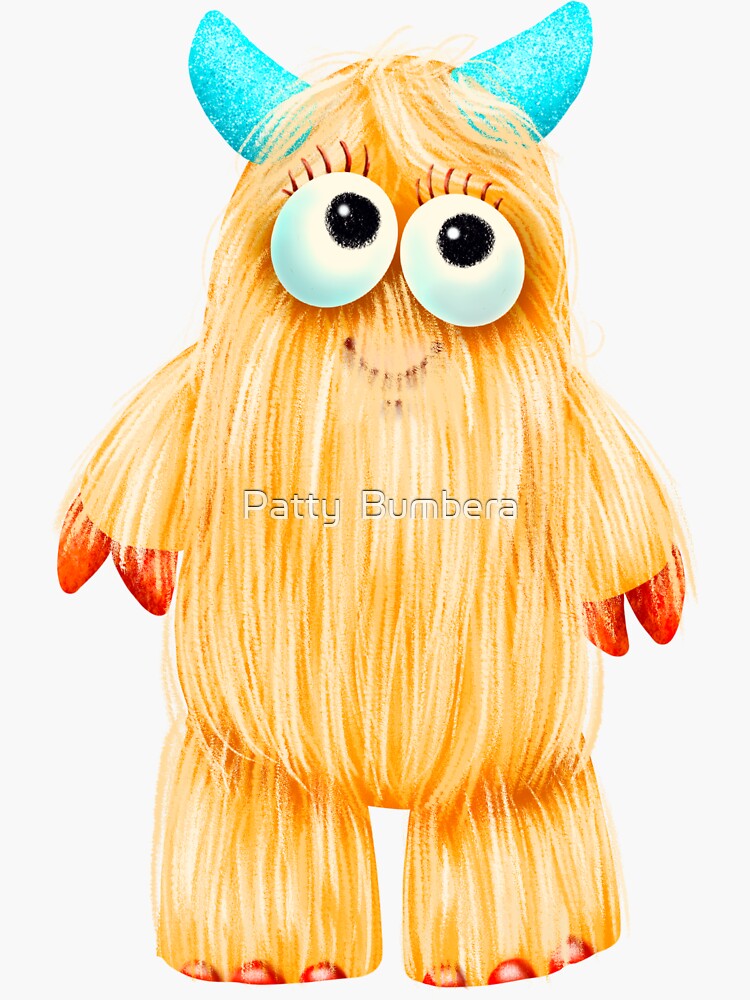 "Happy Hairy Larry the Furry Monster" Sticker for Sale by Craftypat ...