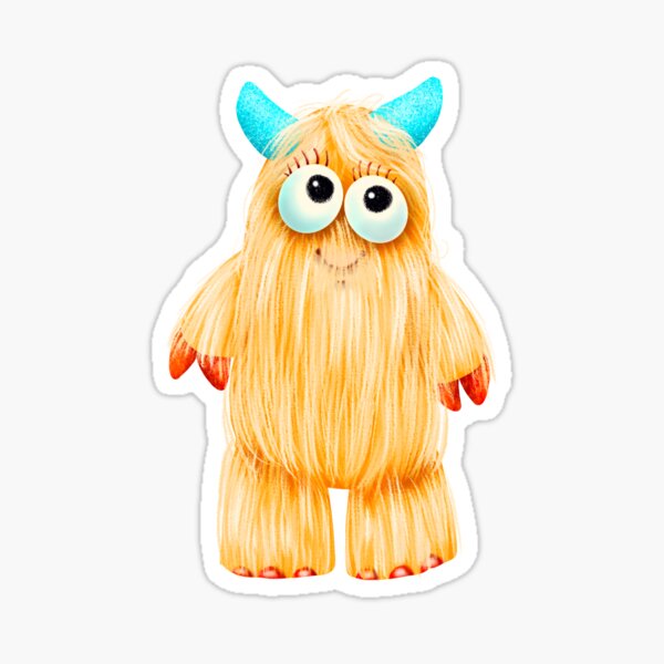 "Happy Hairy Larry the Furry Monster" Sticker for Sale by Craftypat ...