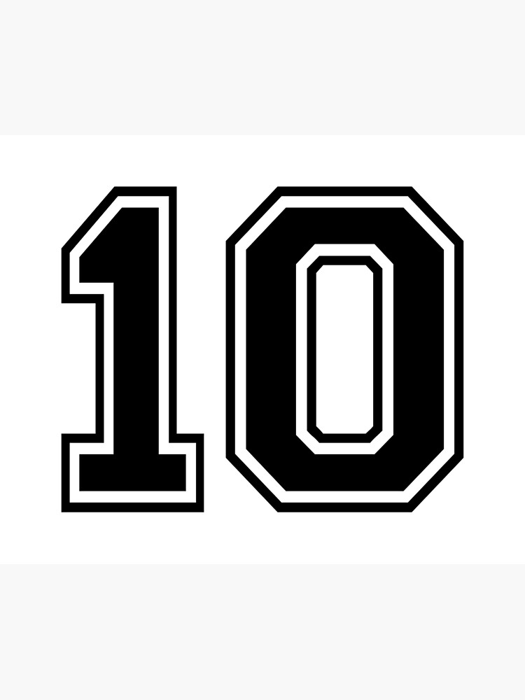 "10 Uniform numbers in black with a black outside contour line number ...