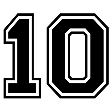 "10 Uniform numbers in black with a black outside contour line number ...