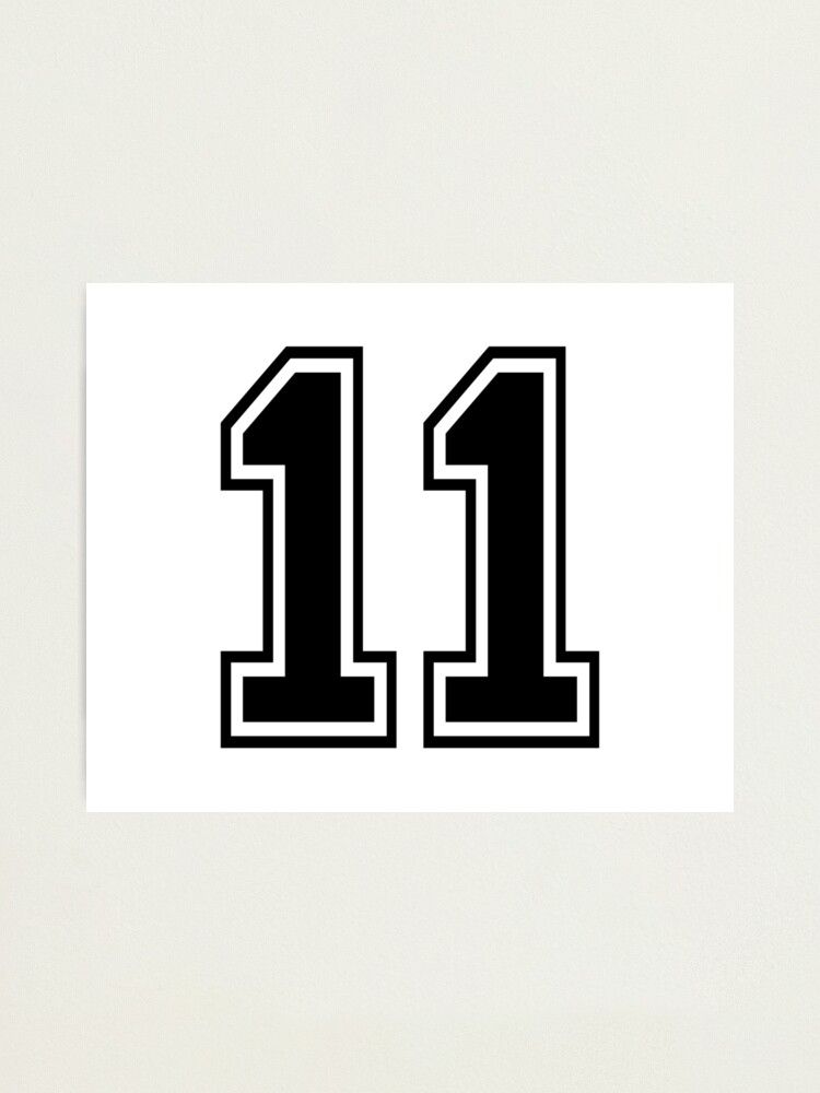 "11 Uniform numbers in black with a black outside contour line number ...
