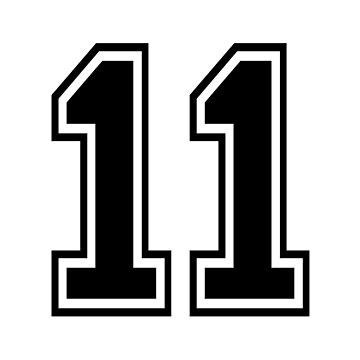 "11 Uniform numbers in black with a black outside contour line number ...
