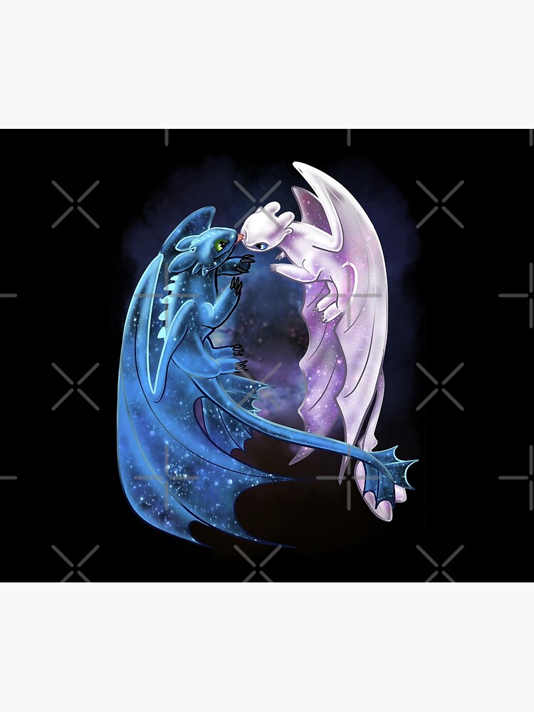 "Dragon Heart - Starry Dragons - Toothless and Light Fury" Throw ...