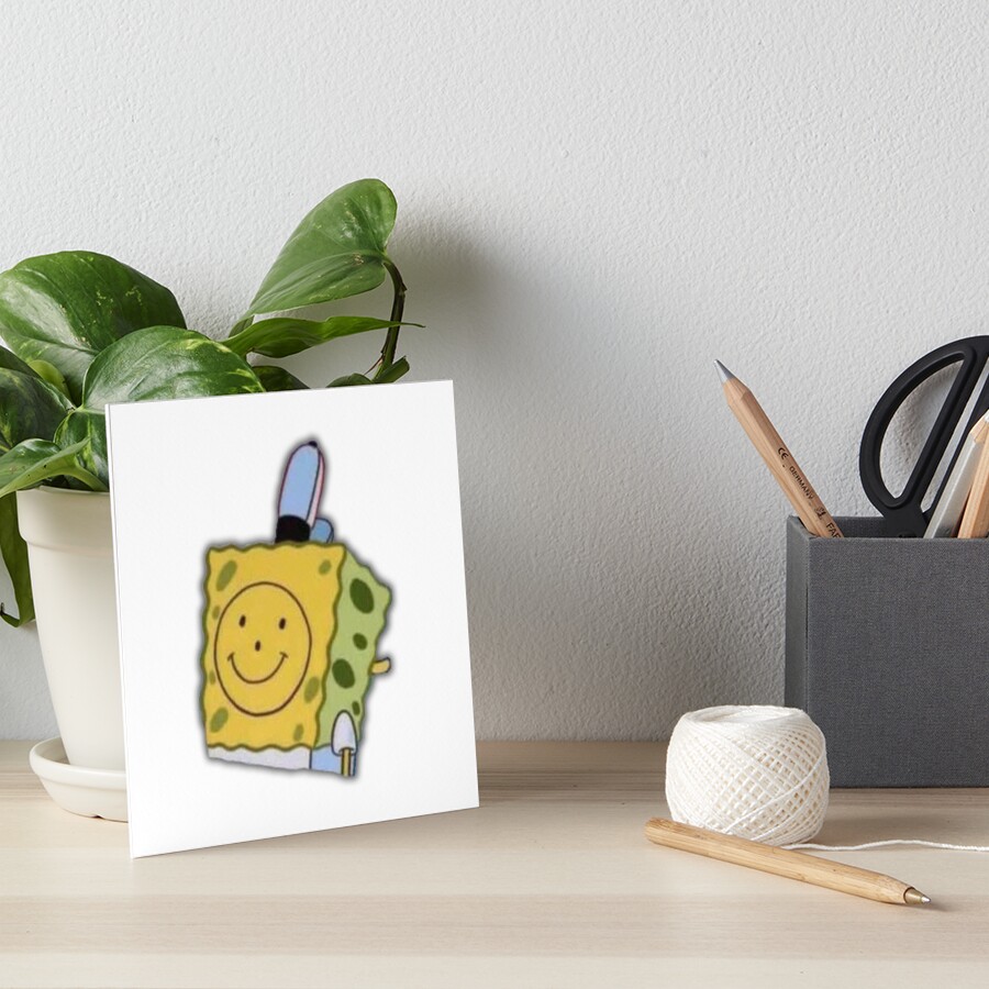 "Spongebob - Fake Happy" Art Board Print by jenmish | Redbubble