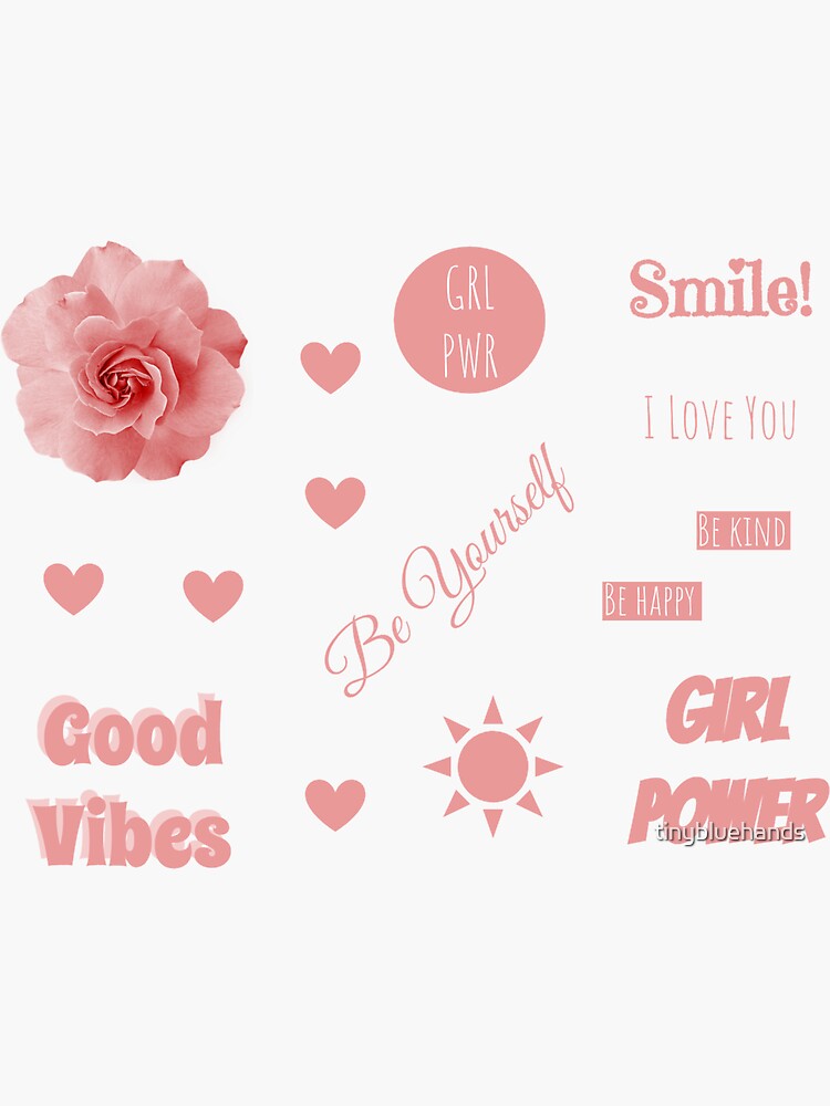 "Cute Pink Sticker Set" Sticker by tinybluehands | Redbubble