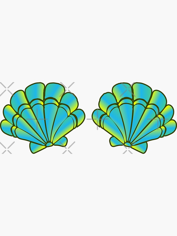 "Mermaid Sea Shell Bra in cute turquoise color" Sticker by alenaz ...