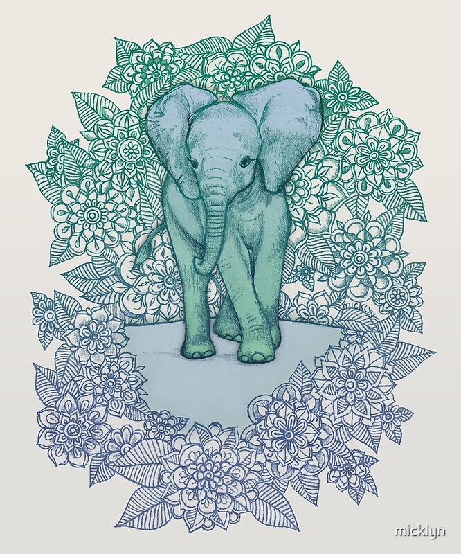 "Emerald Elephant in the Lilac Evening" by micklyn | Redbubble