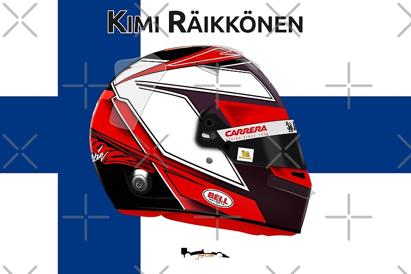 "Kimi Raikkonen - 2019 Helmet with Finnish flag" by JageOwen | Redbubble
