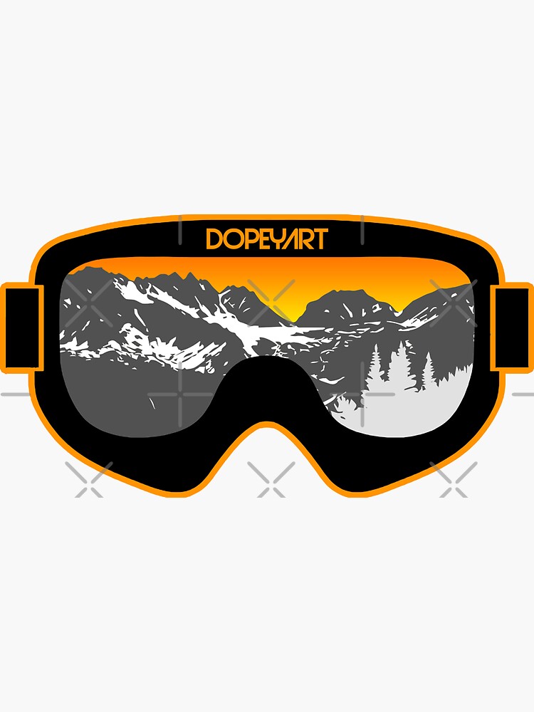 "Sunset Goggles 2 | Ski and Snowboard Goggle Art | DopeyArt" Sticker ...