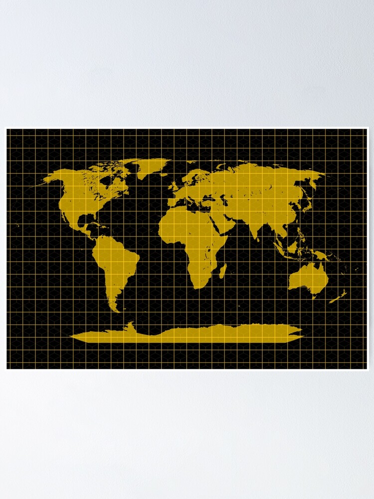 "Cyberpunk World Map on Grid (Yellow)" Poster by mrtej | Redbubble