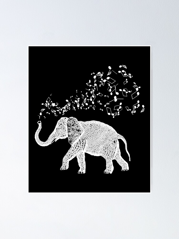 "Elephant Music Notes for Animal and Music Lovers product" Poster for ...