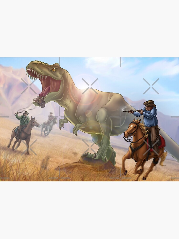 "T-Rex and Cowboys" Poster for Sale by Unicornarama | Redbubble