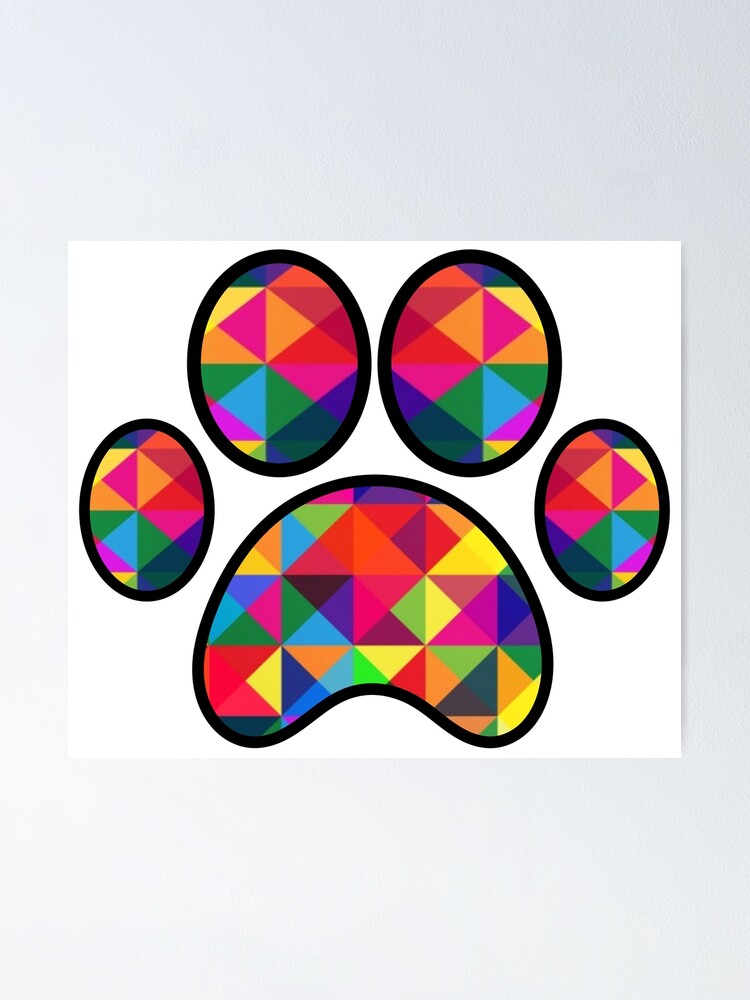 "Geometric Rainbow Paw Print" Poster by cleflowshop | Redbubble