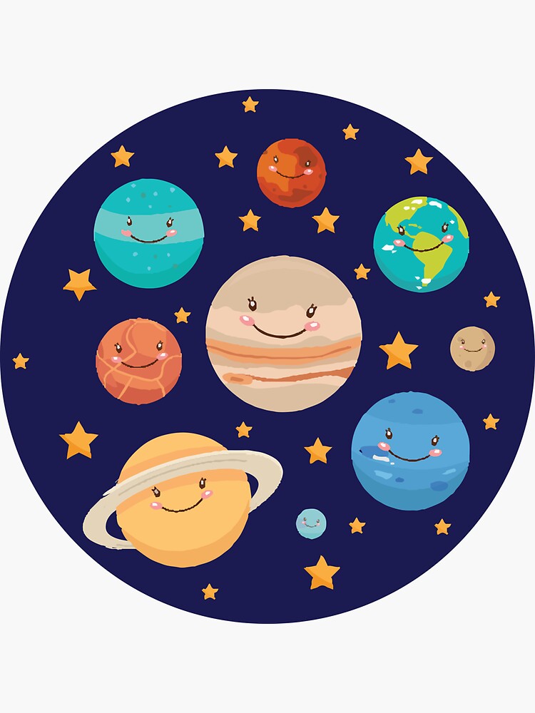 "Planets colorful design with happy face" Sticker for Sale by Pixar23 ...