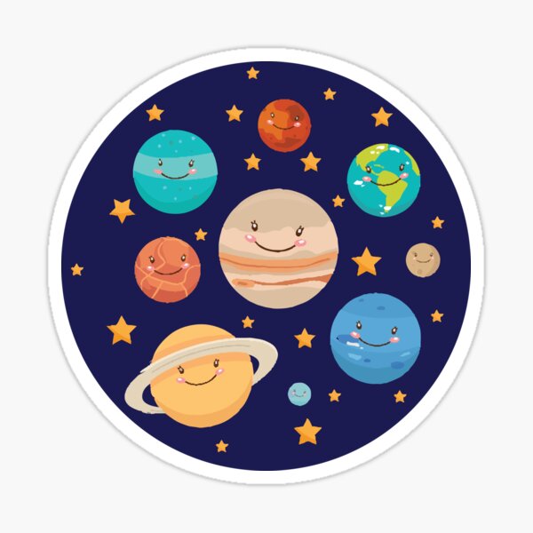 "Planets colorful design with happy face" Sticker for Sale by Pixar23 ...