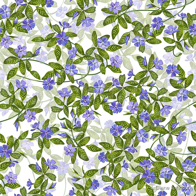 "Sweet Periwinkle Pattern | White" by L Diane Johnson | Redbubble