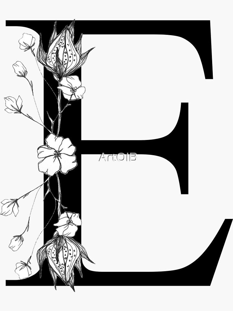 Pegatina «Letra E - alfabeto floral de letras mayúsculas» de ArtOlB ...