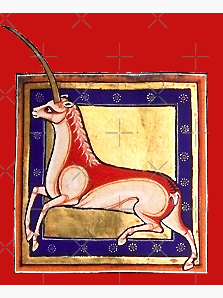 "UNICORN IN RED Medieval Bestiary" Greeting Card for Sale by ...