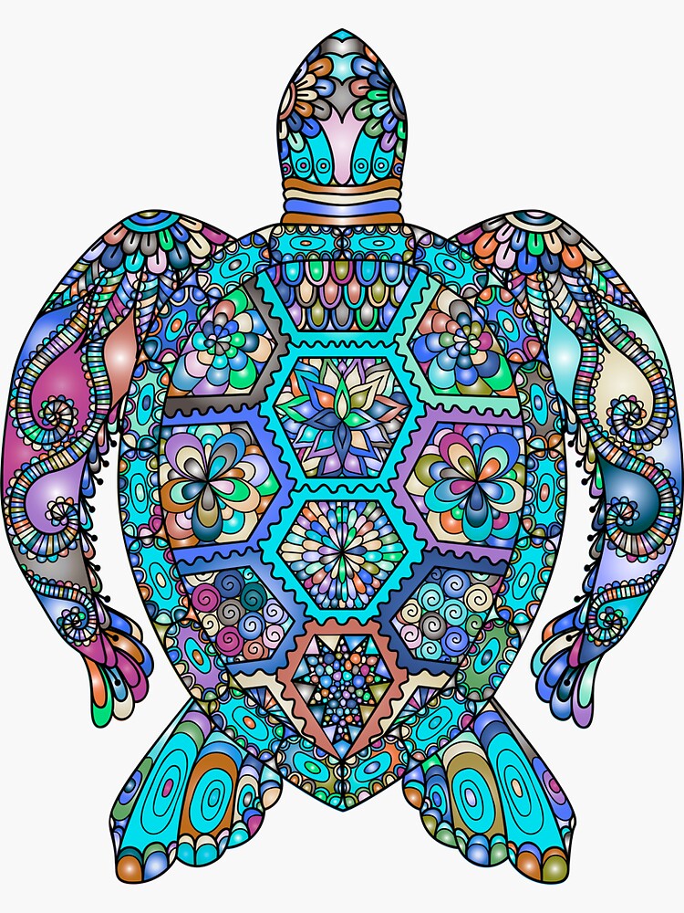 "Trippy Sea Turtle" Sticker for Sale by MysticFeline | Redbubble
