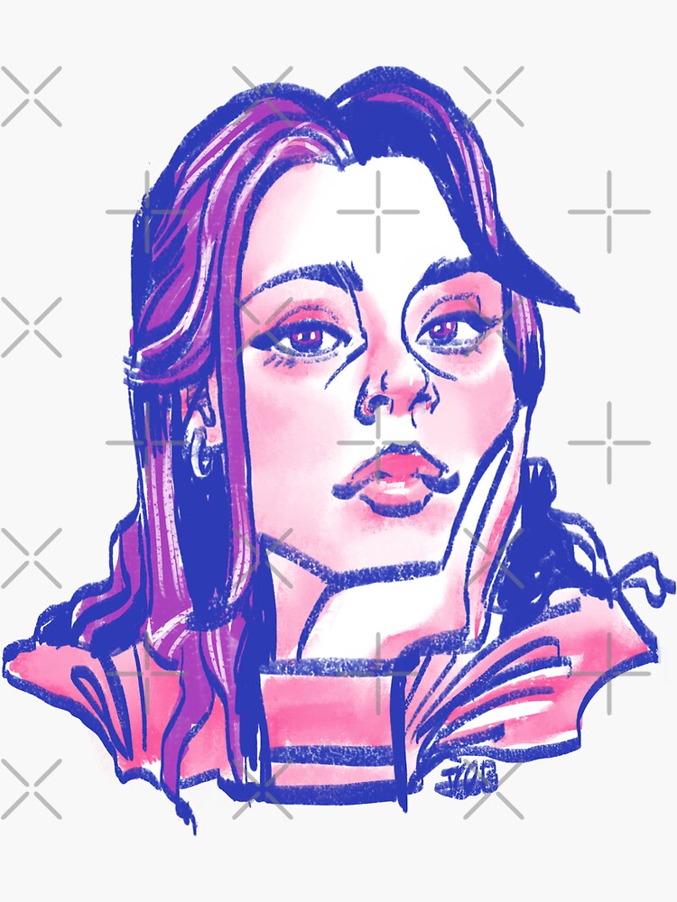 "Purple & Blue Portrait Series #3" Sticker by Art-By-Jeeb | Redbubble