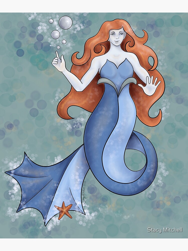 "Firey Mermaid Siren with Starfish" Poster by stacymitchell | Redbubble