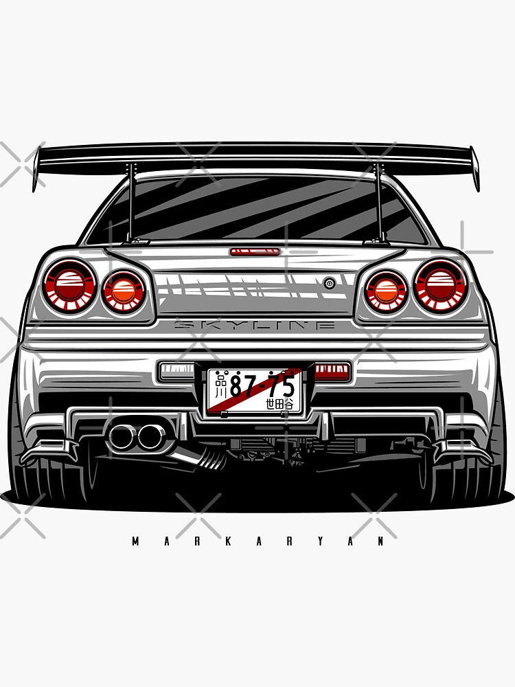 "R34 GTR" Sticker for Sale by OlegMarkaryan | Redbubble