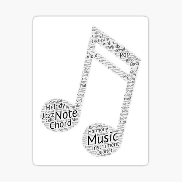 "Music Wordle" Sticker by CelloRingette | Redbubble