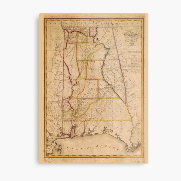 "Map of Alabama by John Melish (1819)" Metal Print for Sale by ...
