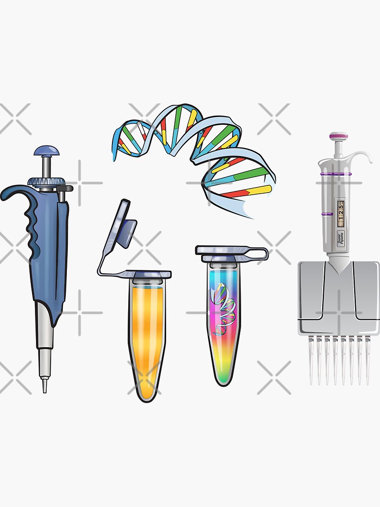 "PCR DNA Electrophoresis Gel Sticker Set - Pipette & Reaction tube ...