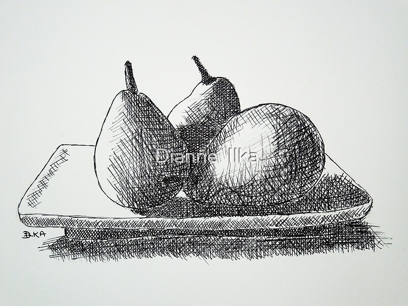 "Cross Hatched Pears" by Dianne Ilka | Redbubble