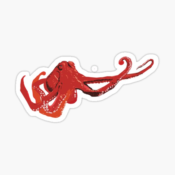 "Red Octopus " Sticker by Manitarka | Redbubble
