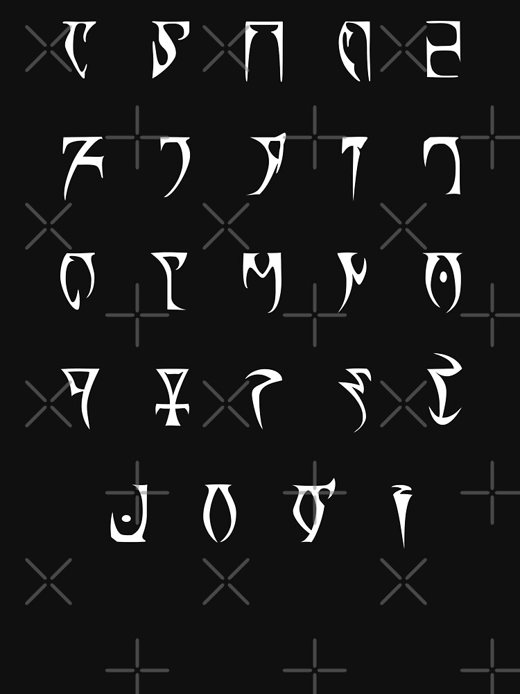 "Daedric Alphabet (Lore Friendly, No X or Y)" T-shirt for Sale by ...