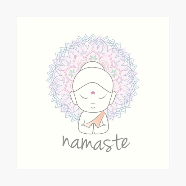 "Cute Buddha sending greetings The word 'Namaste' is a respectful ...